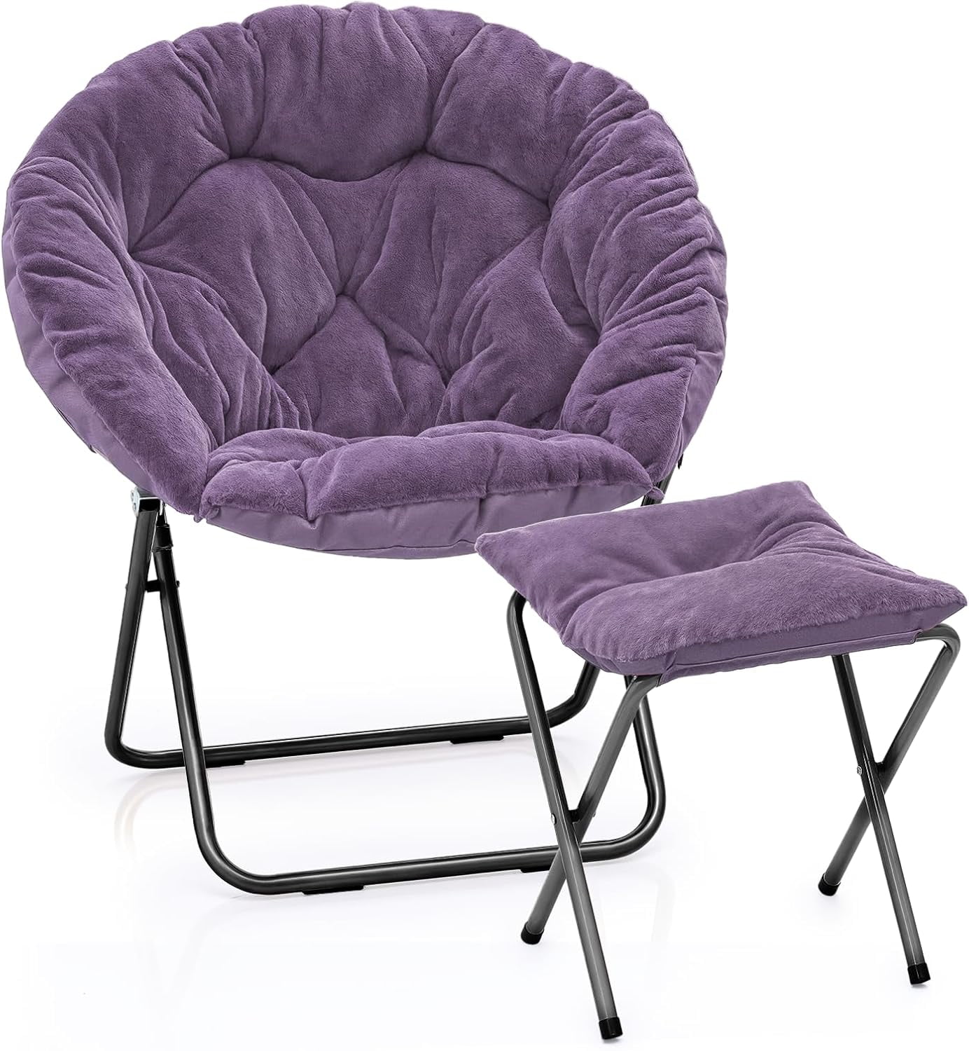SRTHKE Oversized Saucer Chair with Ottoman - Folding Reading Chair for ...