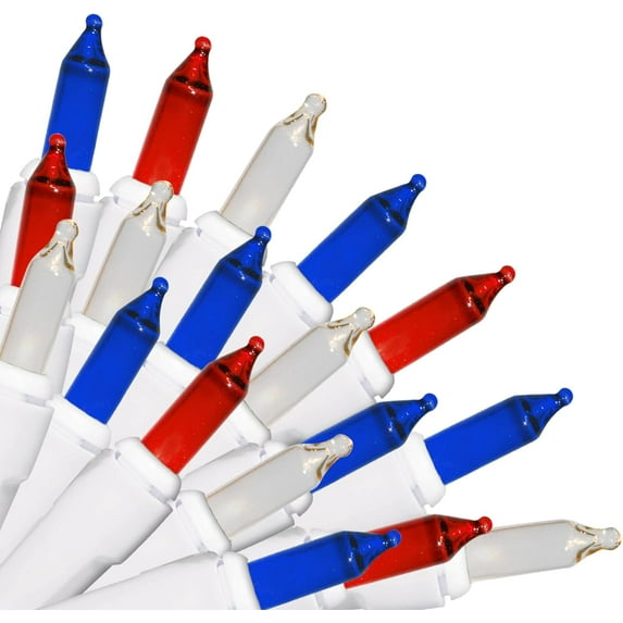 SRWEHG-100 Count Mini String Christmas Lights, Red/Clear/Blue - 22 feet ...