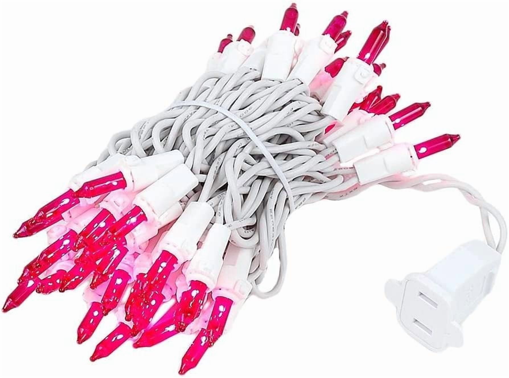 SRWEHG-11 Feet 50 Bulb Incandescent Mini Light String, Pink with 2.5 ...