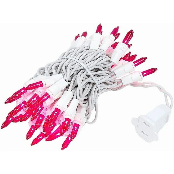 SRWEHG-11 Feet 50 Bulb Incandescent Mini Light String, Pink with 2.5 ...