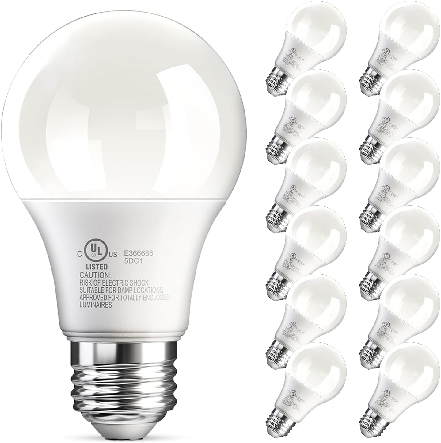 SRWEHG-12 Pack A19 LED Light Bulbs, 60 Watt Equivalent LED Bulb ...