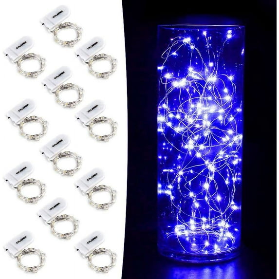 SRWEHG-12 Pack Blue Fairy Lights String Battery Operated Fairy Lights ...