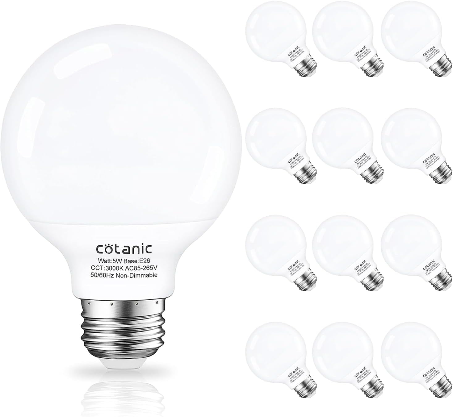 SRWEHG-12 Pack G25 LED Vanity Light Bulb 3000K Soft White, Bathroom ...