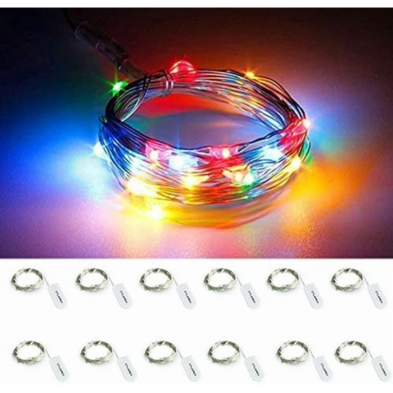 SRWEHG-12 Pack Multicolor Fairy Lights String Battery Operated Fairy ...