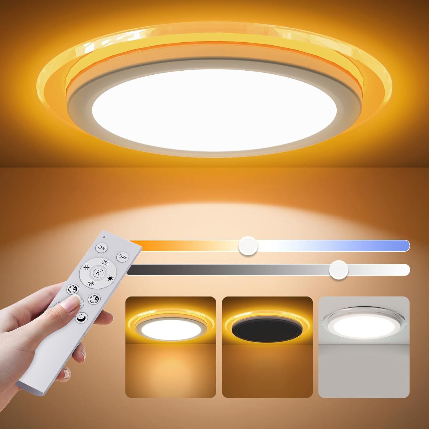 SRWEHG-14.2 inch Flush Mount LED Ceiling Light with Night Light,Unique ...