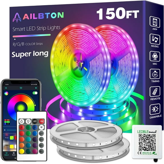 SRWEHG-150ft Led Strip Lights(2 Rolls of 75ft led Lights) Ultra Long ...