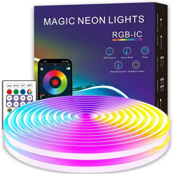 SRWEHG-16.4ft LED Neon Rope Lights, RGB Plus IC Strip Lights, IP68 ...