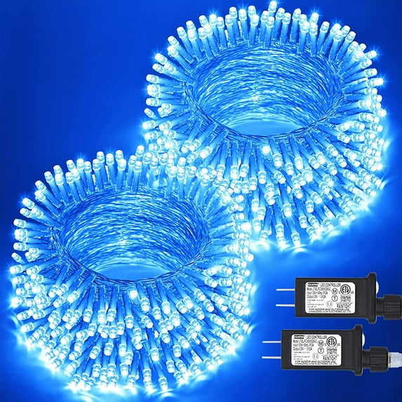 SRWEHG-2 Pack 100 LED Blue Christmas Lights Indoor Outdoor, 33ft ...
