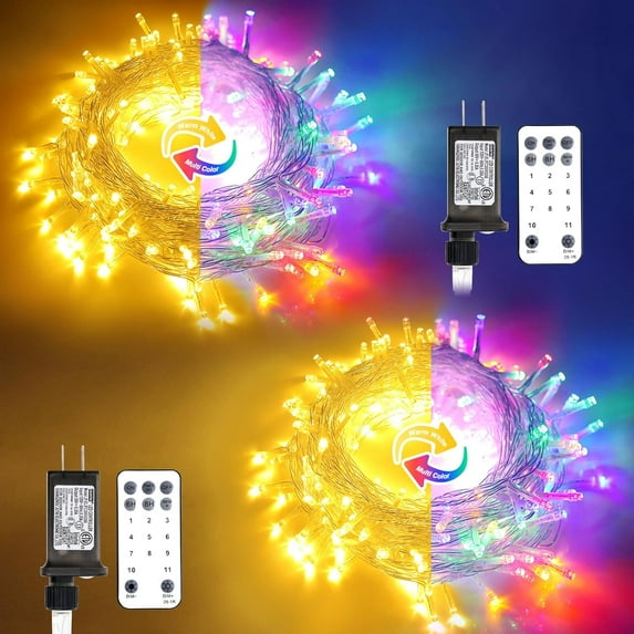 SRWEHG-2 Pack 100 LED Color Changing Christmas Lights, Connectable Warm ...
