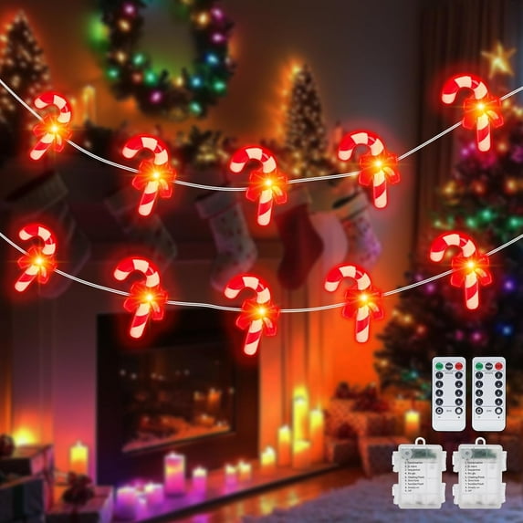 SRWEHG-2 Pack 50 LED Fairy Lights Battery Operated with Timer, Red Bow ...