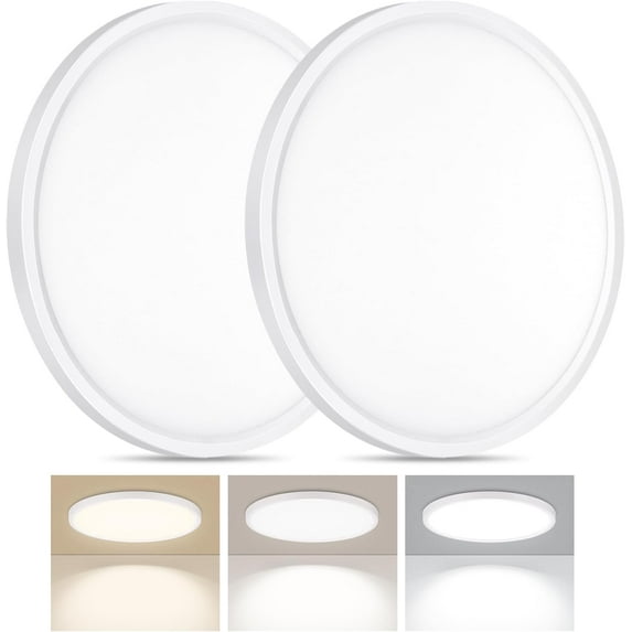 SRWEHG-2 Pack LED Flush Mount Ceiling Light, 24W Ultra Thin Round White ...