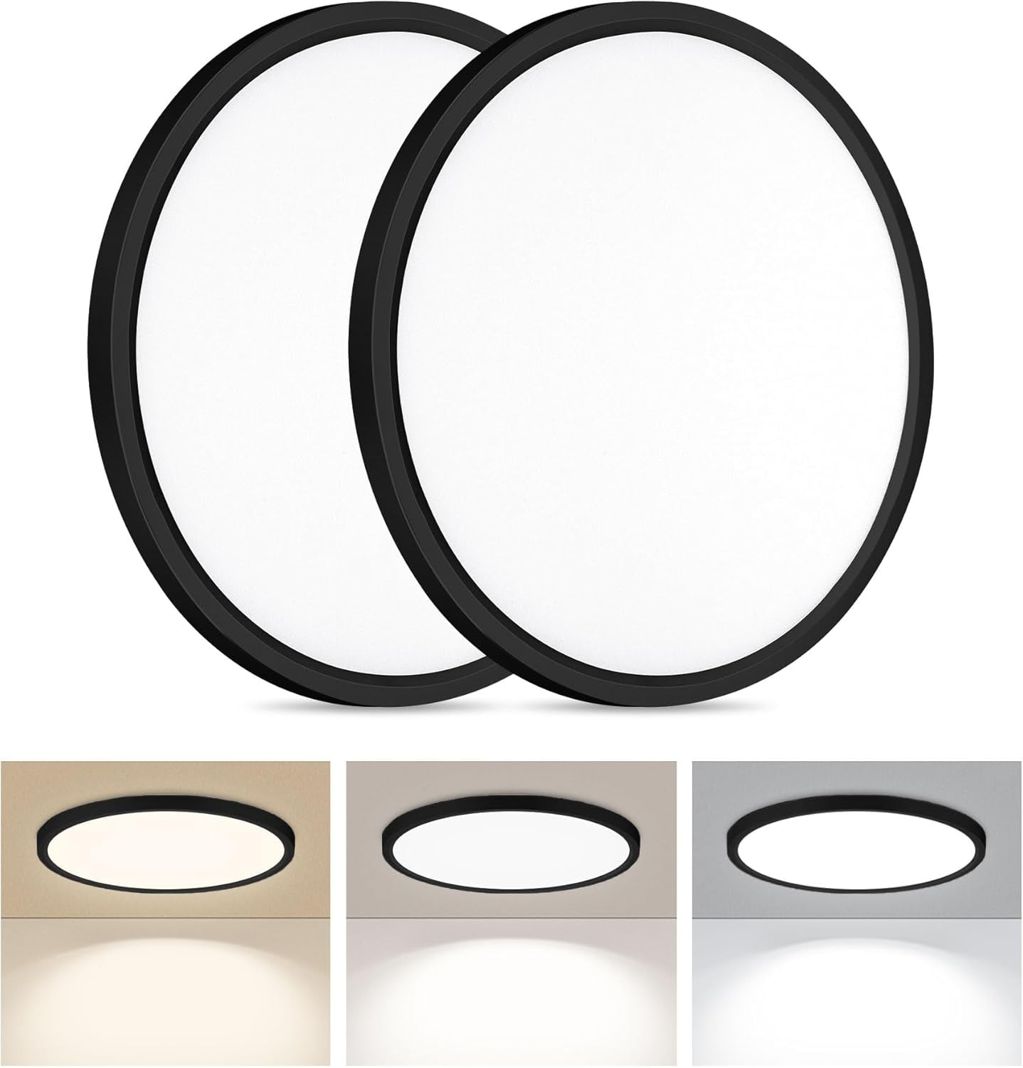 SRWEHG-2 Pack LED Flush Mount Ceiling Light, 24W Ultra Thin Round White ...