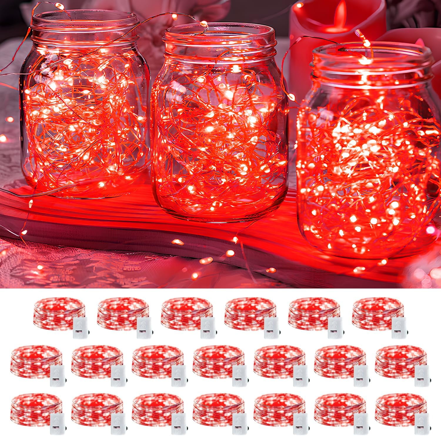 SRWEHG-20 Pack LED Fairy Lights Battery Operated,3 Features Blinking ...