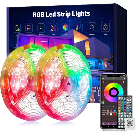 SRWEHG-200 ft LED Lights for Bedroom Music Sync RGB LED Strip Lights ...