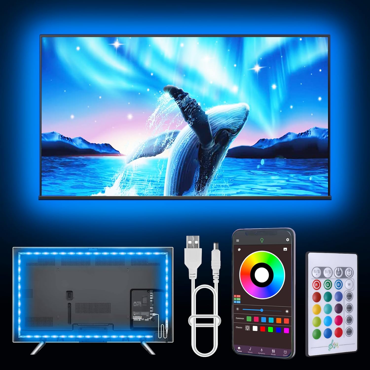SRWEHG-20FT Led Lights for TV, TV Backlight for 32-80 Inch, USB Led ...
