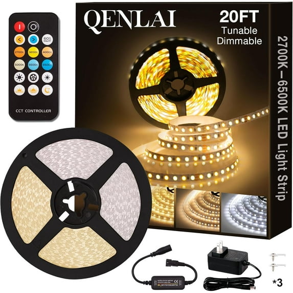 SRWEHG-20ft LED Strip Lights, 2700K-6500K Tunable White LED Light Strip ...