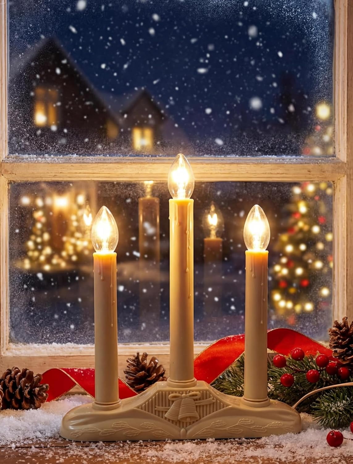 SRWEHG-3 Light Christmas Window Candles, Electric Window Candles with 4 ...