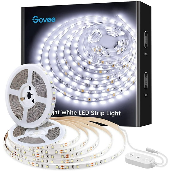 SRWEHG-32.8ft White LED Strip Lights, 6500K Dimmable LED Light Strip ...