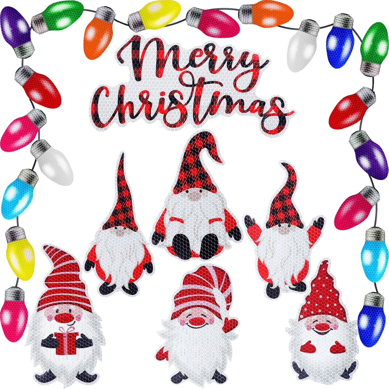 SRWEHG-35 Pcs Christmas Car Magnets Decorations Reflective Gnome, Bulbs ...
