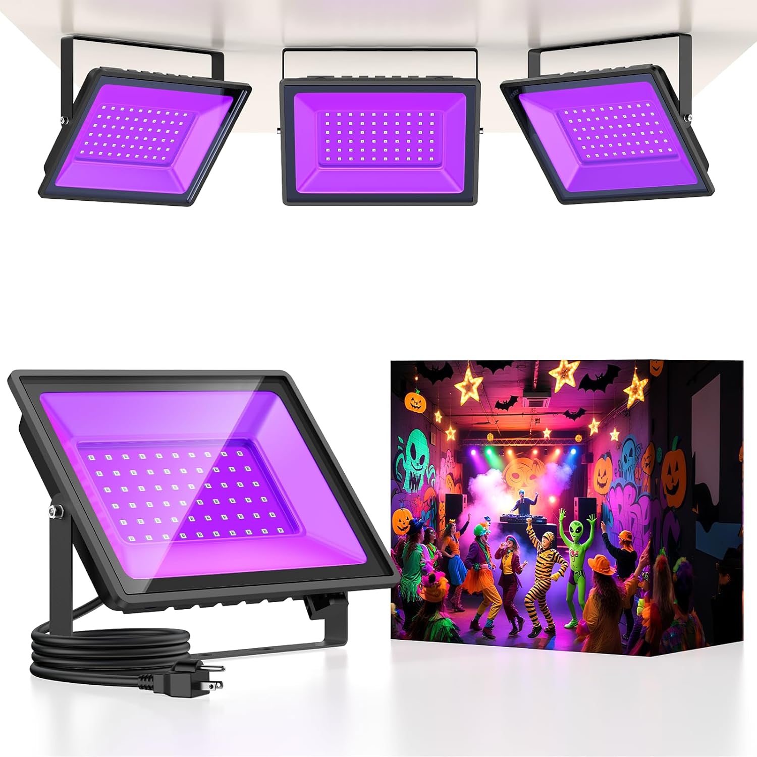 SRWEHG-4-Pack 50W UV Black Light for Glow Party, Outdoor IP66 ...