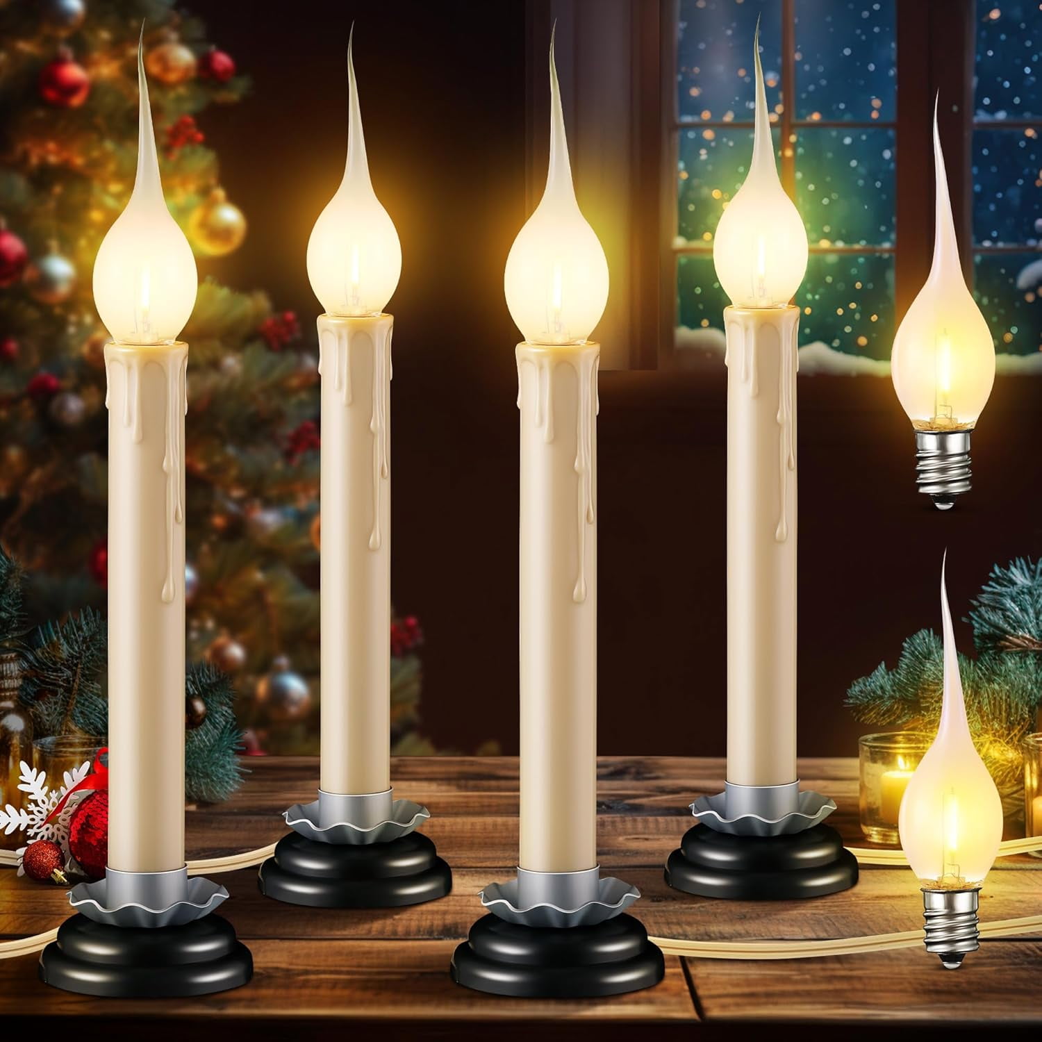 SRWEHG-4 Pack Electric Window Candle Lights, 7 Inch Christmas Window ...