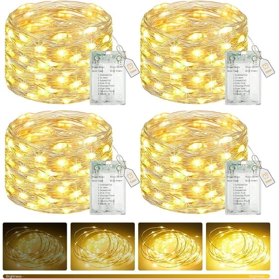 SRWEHG-4 Pack Fairy Lights Battery Operated with Timer, 16.4 FT 50 LED ...