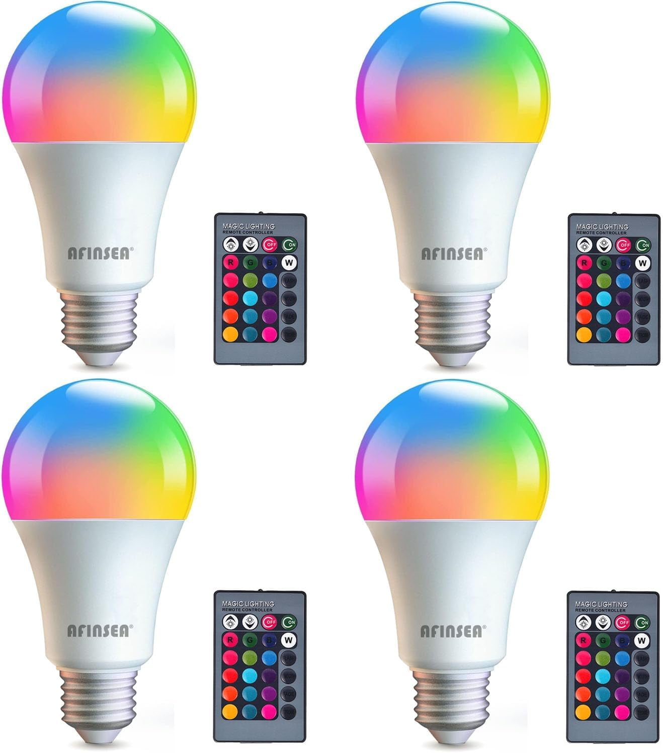 SRWEHG-4 Pack RGB Color Changing Light Bulbs with Remote,RGBW LED Light ...