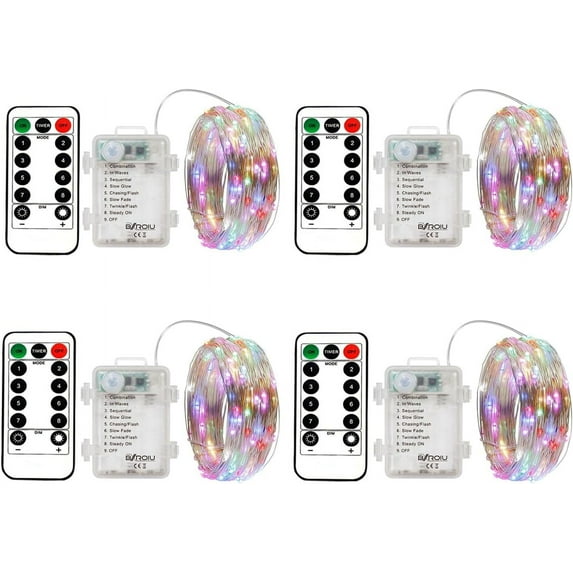 SRWEHG-4 x Fairy Lights Battery Operated 8 Lighting Modes,50LEDs,16.4Ft ...