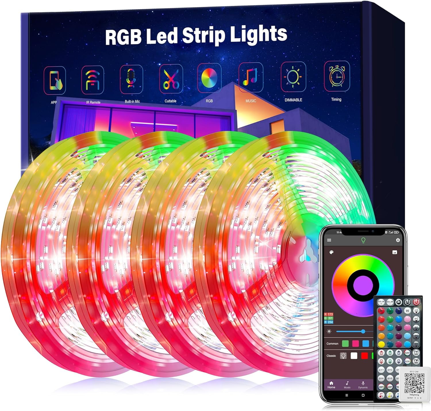 SRWEHG-400ft Led Lights for Bedroom Music Sync, Color Changing Led ...