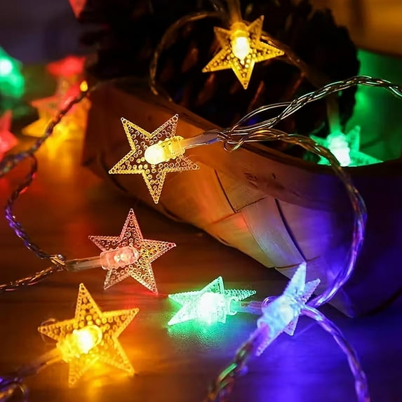 SRWEHG-50 LED Star String Lights Battery Operated 17FT Fairy Christmas ...