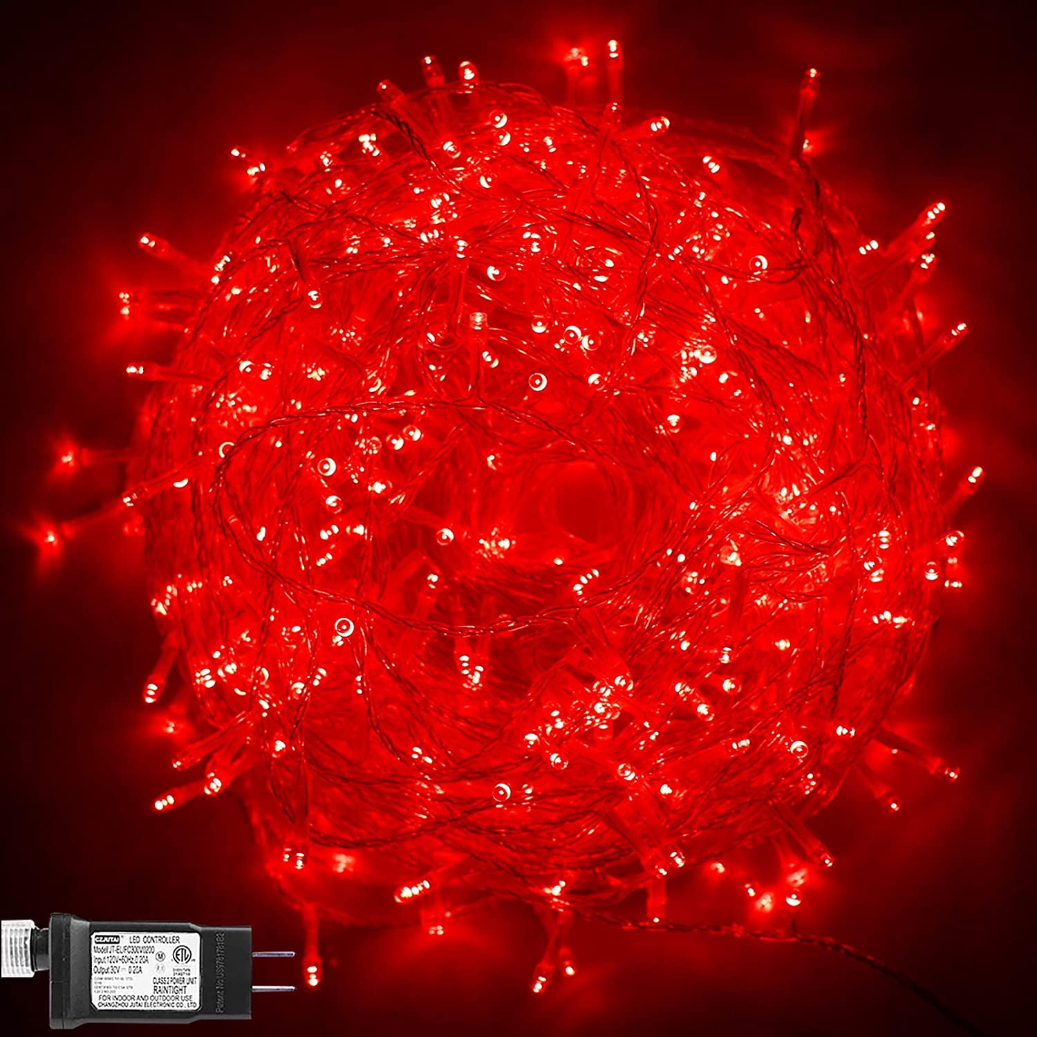 SRWEHG-500 LED Christmas Light Red, Indoor String Light Plug in ...