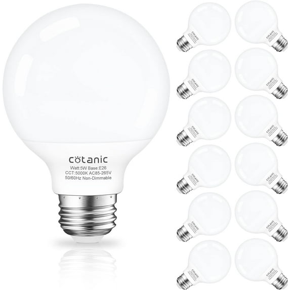 SRWEHG-5000K Daylight LED Globe Light Bulbs, E26 Standard Base, 5W(60 ...