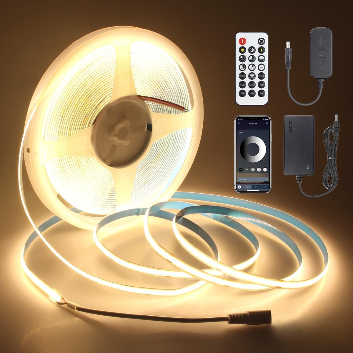 SRWEHG-50FT LED Strip Lights COB 3000K Warm White Dimmable 24V LED ...