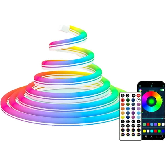 SRWEHG-50ft LED Neon Lights, Light Strips with Remote APP Control DIY ...