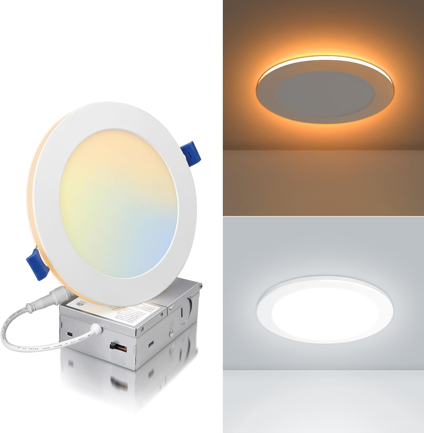 SRWEHG-6 Inch 5CCT LED Recessed Ceiling Light with Night Light, 12W ...