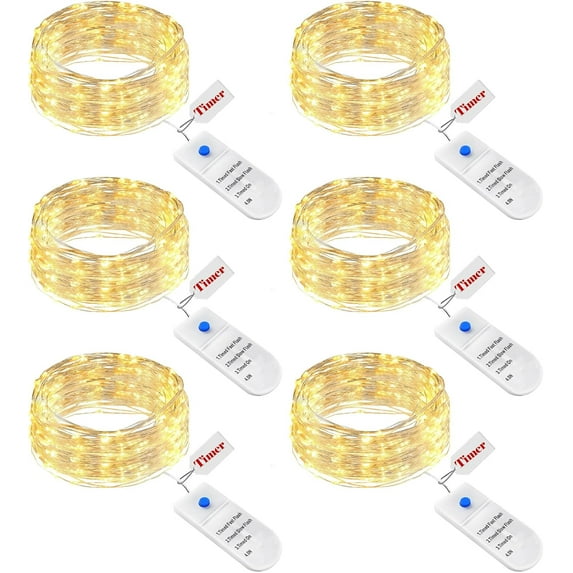 SRWEHG-6 Pack Fairy Lights Battery Operated with Timer, 2M 20 LED Mini ...
