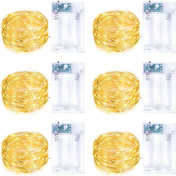 SRWEHG-6 Pack Fairy Lights Battery Operated with Timer Silver Wire Mini ...