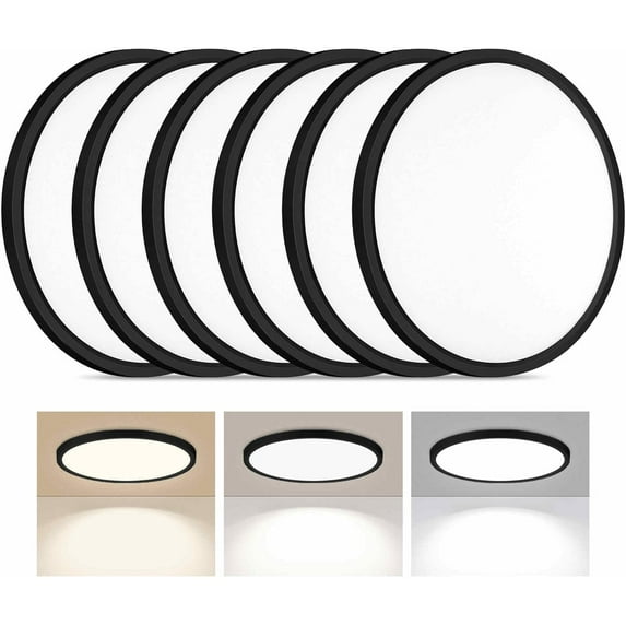 SRWEHG-6 Pack LED Flush Mount Ceiling Light, 24W Ultra Thin Round White ...
