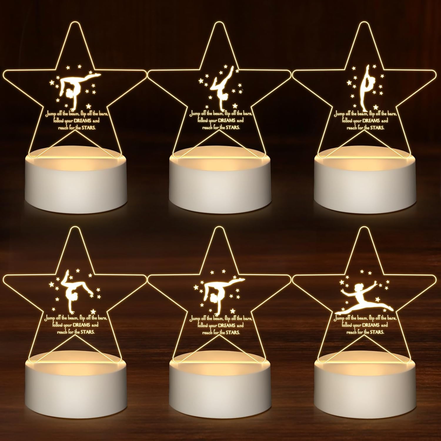 SRWEHG-6 Pcs Gymnastics Stuff Gifts 3D Night Light with Base Christmas ...