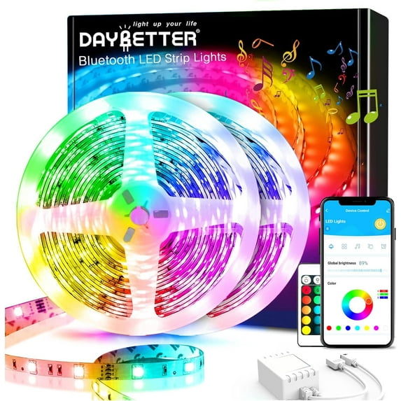 SRWEHG-65.6Ft Smart Led Lights,2835 RGB Led Strip Lights Kits with ...