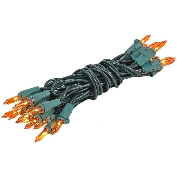 SRWEHG-8.5 Feet 20 Bulb Amber Mini Light String on Green Wire, Non ...