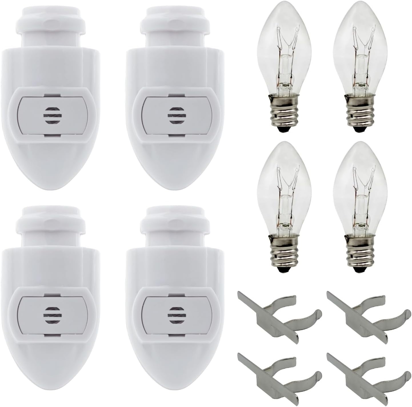 SRWEHG-Auto On Sensor Plug in Night Light Module Includes 4 Bulbs and 4 ...