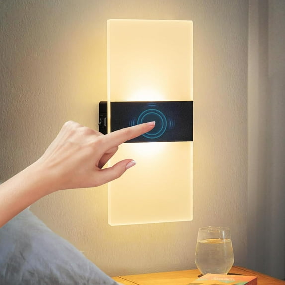 SRWEHG-Battery Operated Wall Sconce, 4000mAh Touch Control Bedside ...