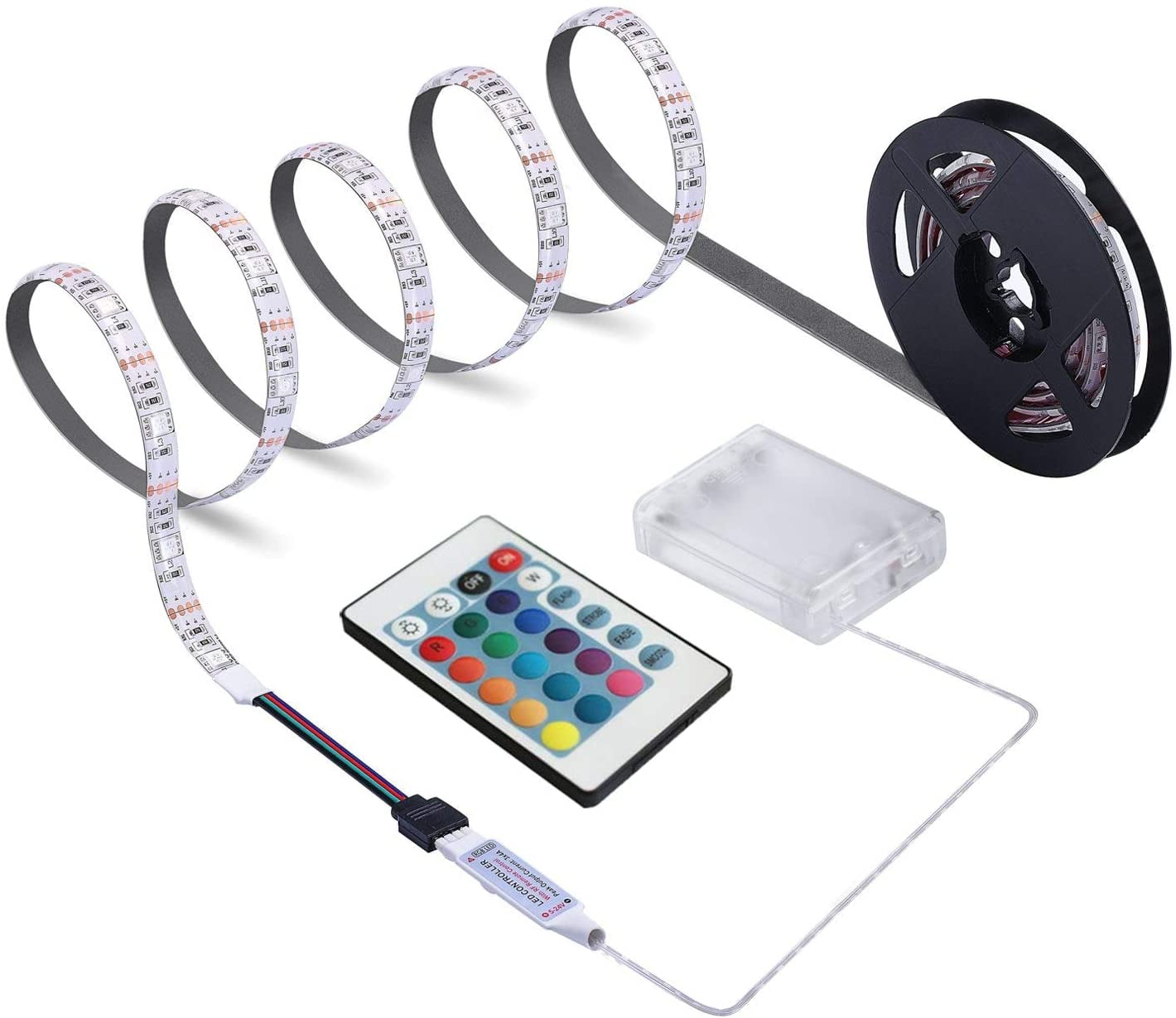 SRWEHG-Battery Powered LED Strip Lights, 24-Keys Remote Controlled, DIY ...
