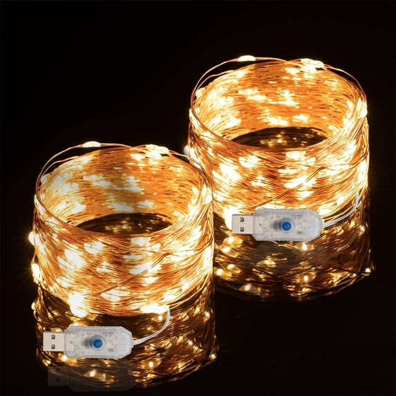 SRWEHG-Beingreat 2 Pack USB Plug-in Fairy Lights, 33ft 100 Mini LED ...