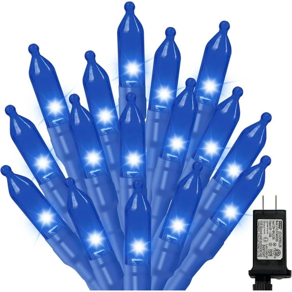 SRWEHG-Blue Christmas Mini Lights, 32.5FT 100 LED Clear Bulbs String ...