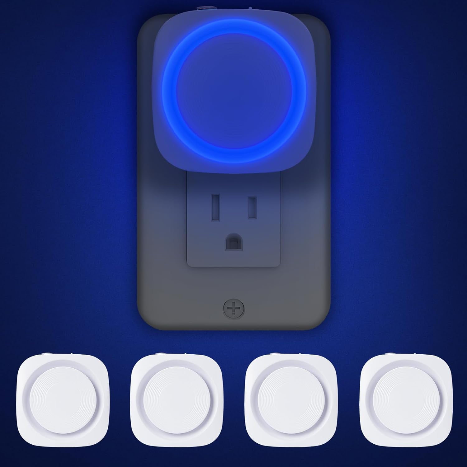 SRWEHG-Blue Night Lights Plug into Wall, 4 Packs Dimmable Night Light ...