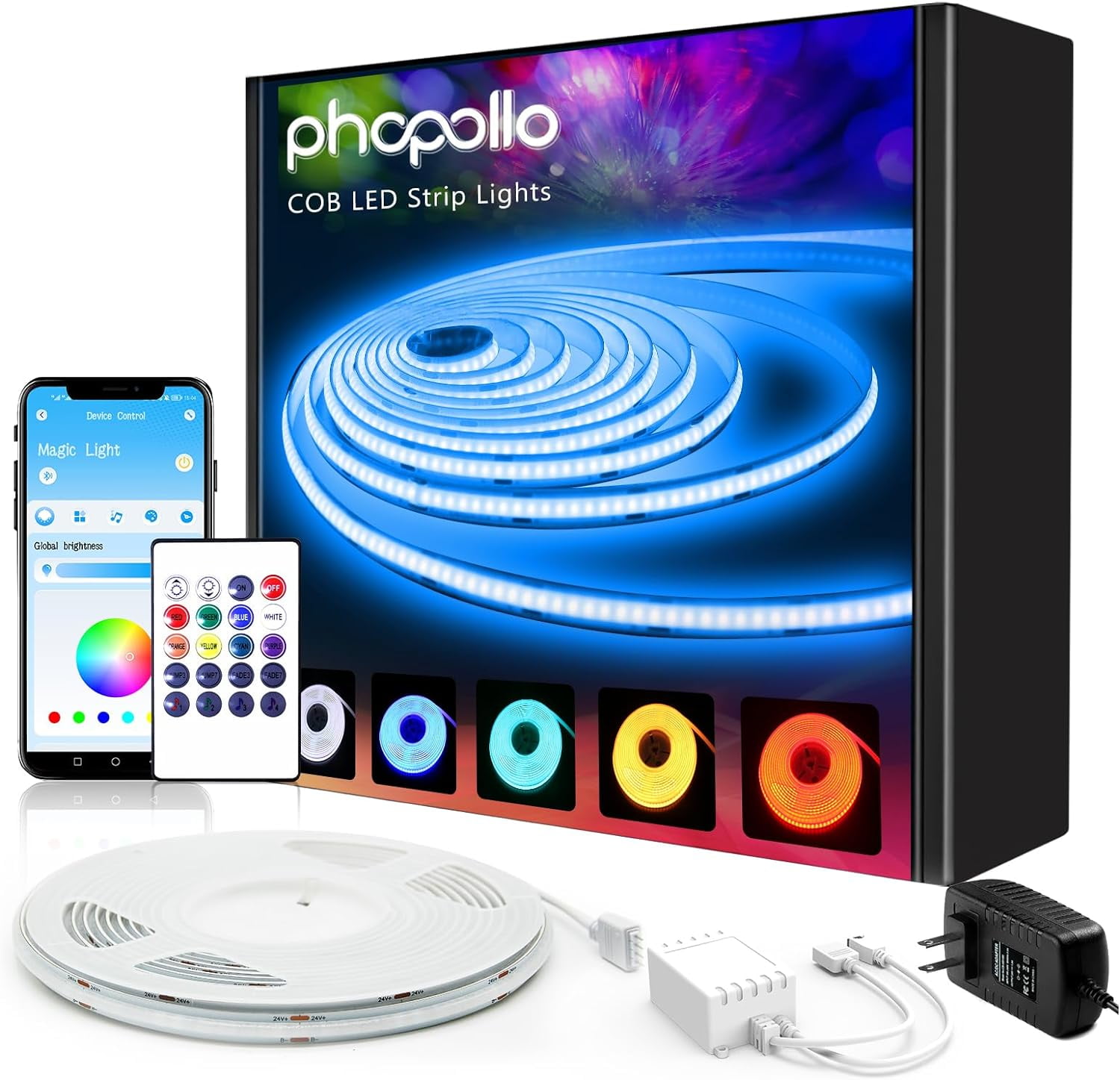 SRWEHG-COB LED Strip Lights, Multi-Color 576 LEDs/m High Density ...