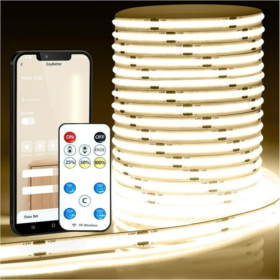 SRWEHG-COB Led Strip Light, Led Light Strips with Remote and App, 16.4 ...