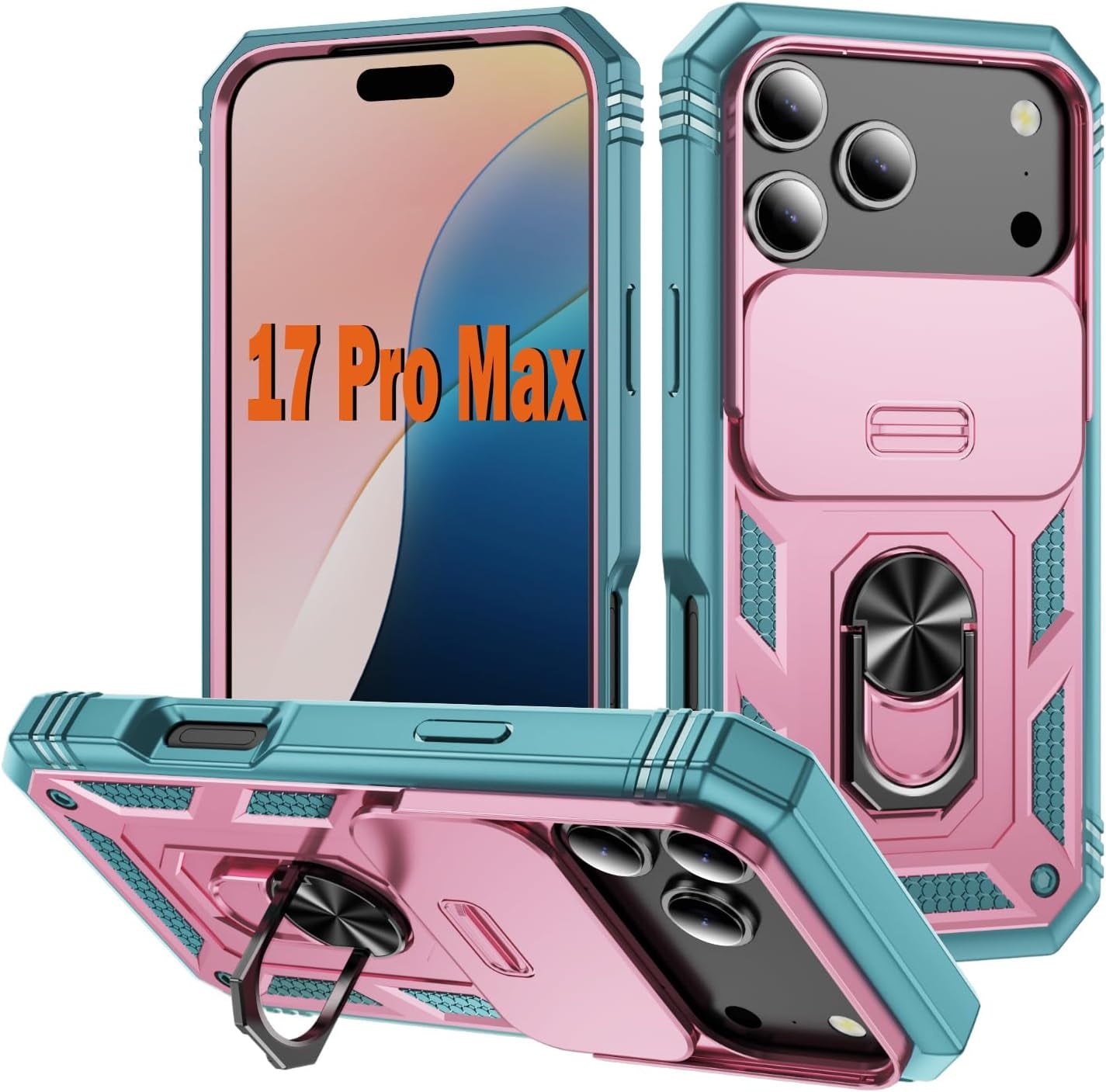 SRWEHG-Case for iPhone 17 Pro Max Camera Cover,Metal Kickstand Military ...